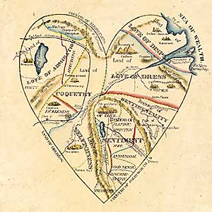 Valentines Day Maps, Writers and Flirtation Cards.